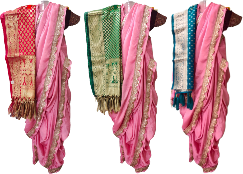Stitched Nauvari saree in Peshwai style - Peshwai Nauwar